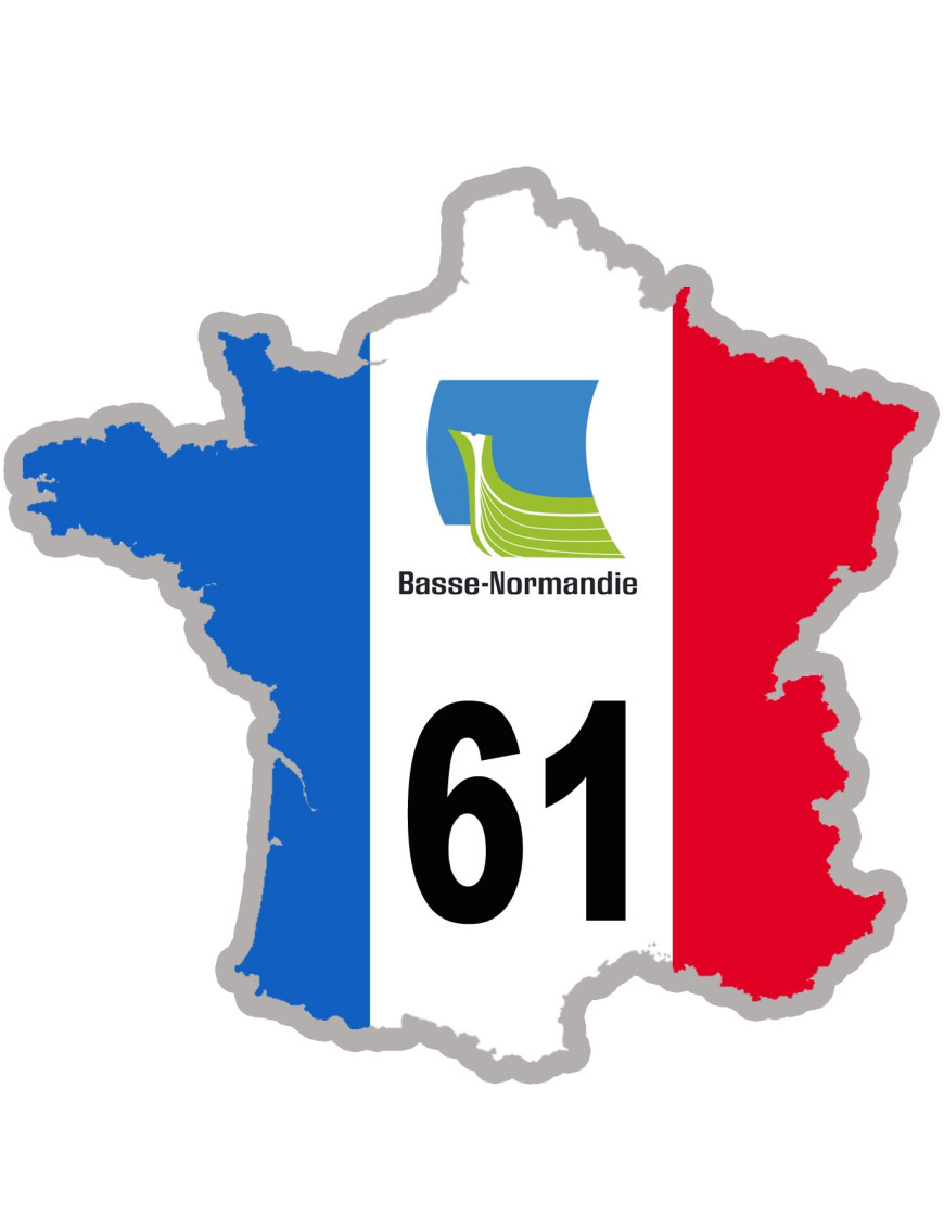 61 France Basse-Normandie - 10x10cm - Sticker/autocollant