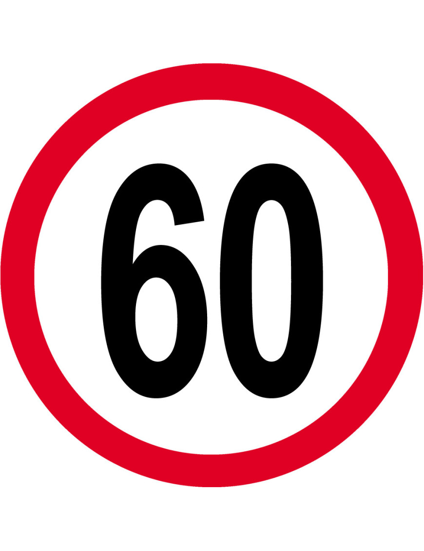 Disque de vitesse 60km/h rouge - 20cm - Sticker/autocollant