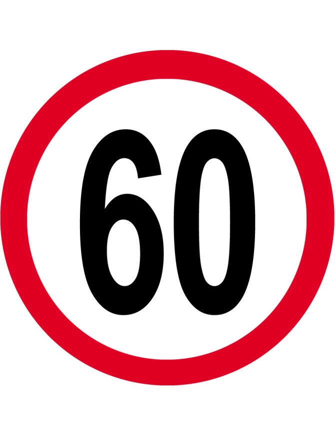 Disque de vitesse 60km/h rouge - 20cm - Sticker/autocollant