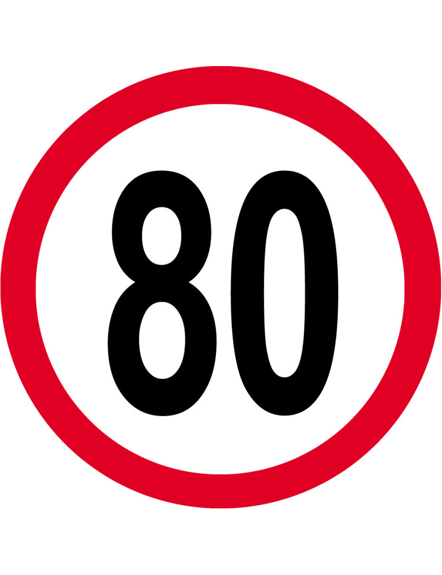 Disque de vitesse 80km/h rouge - 15cm - Sticker/autocollant