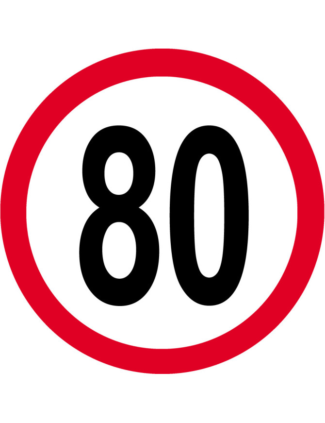 Disque de vitesse 80km/h rouge - 20cm - Sticker/autocollant