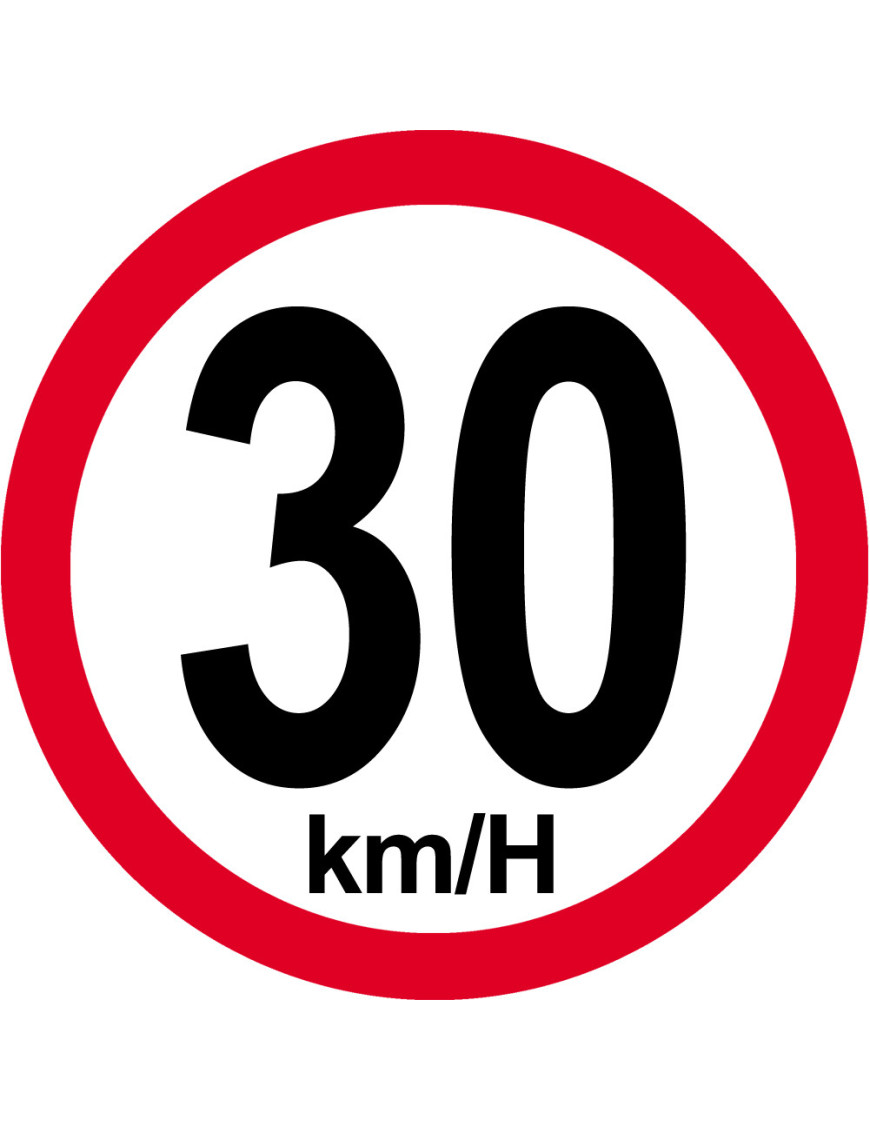 Disque de vitesse 30Km/H bord rouge - 10cm - Sticker/autocollant