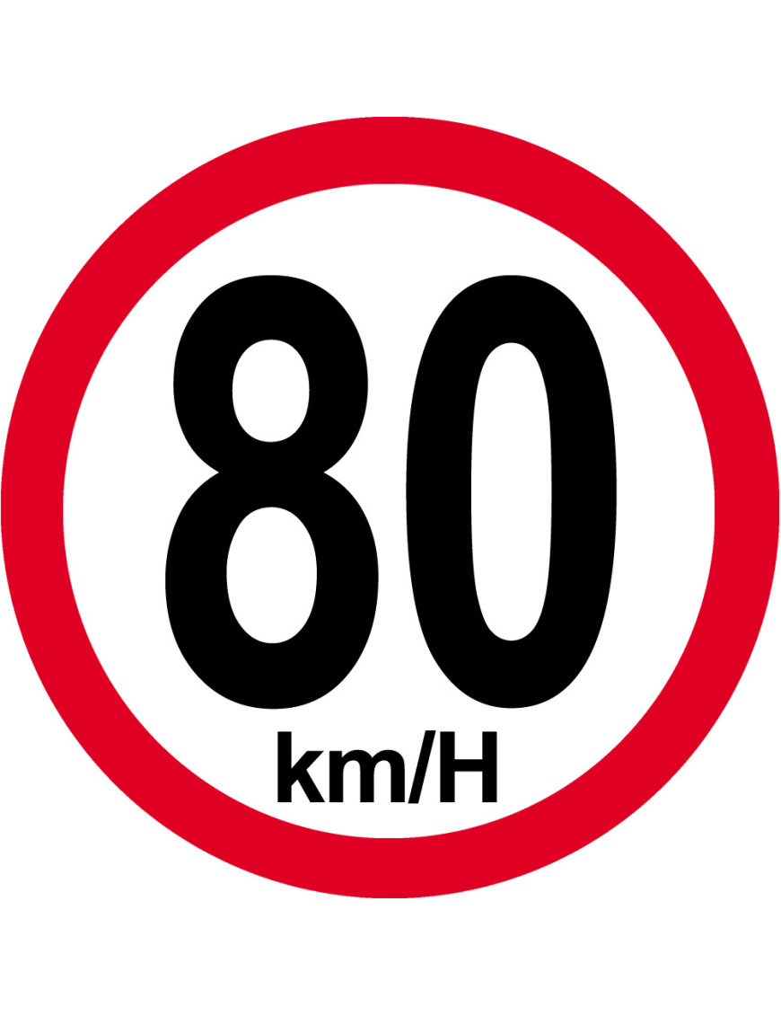 Sticker / autocollant : Disques de limitation de vitesse 80Km/H bord ...