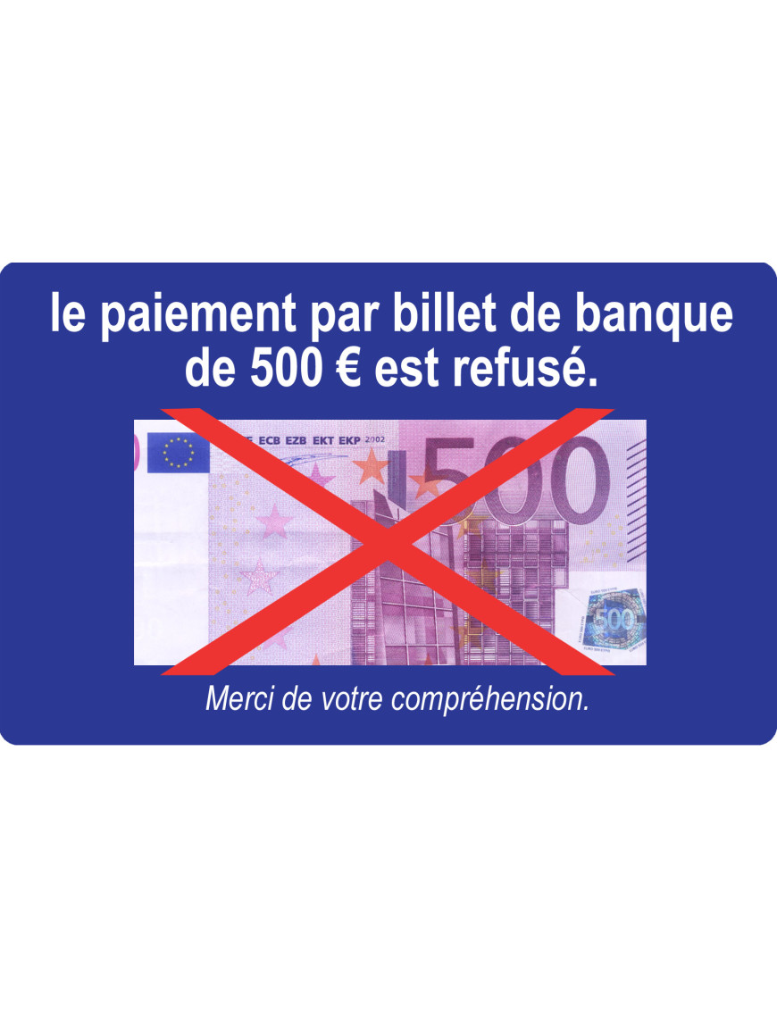 Paiement billet de 500 euros refusé - 10x6cm - Sticker/autocollant