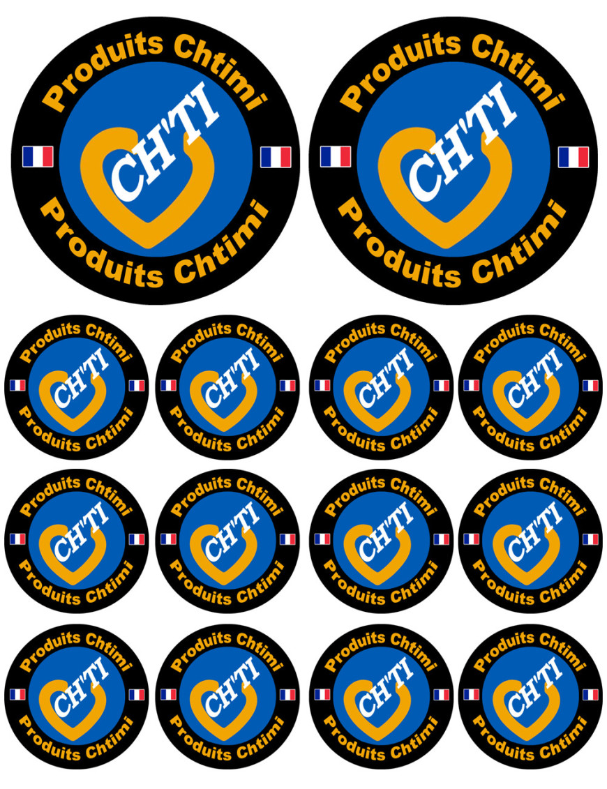 Produits Chtimi - 2 stickers de 10cm et 12 stickers de 5cm - Sticker/a