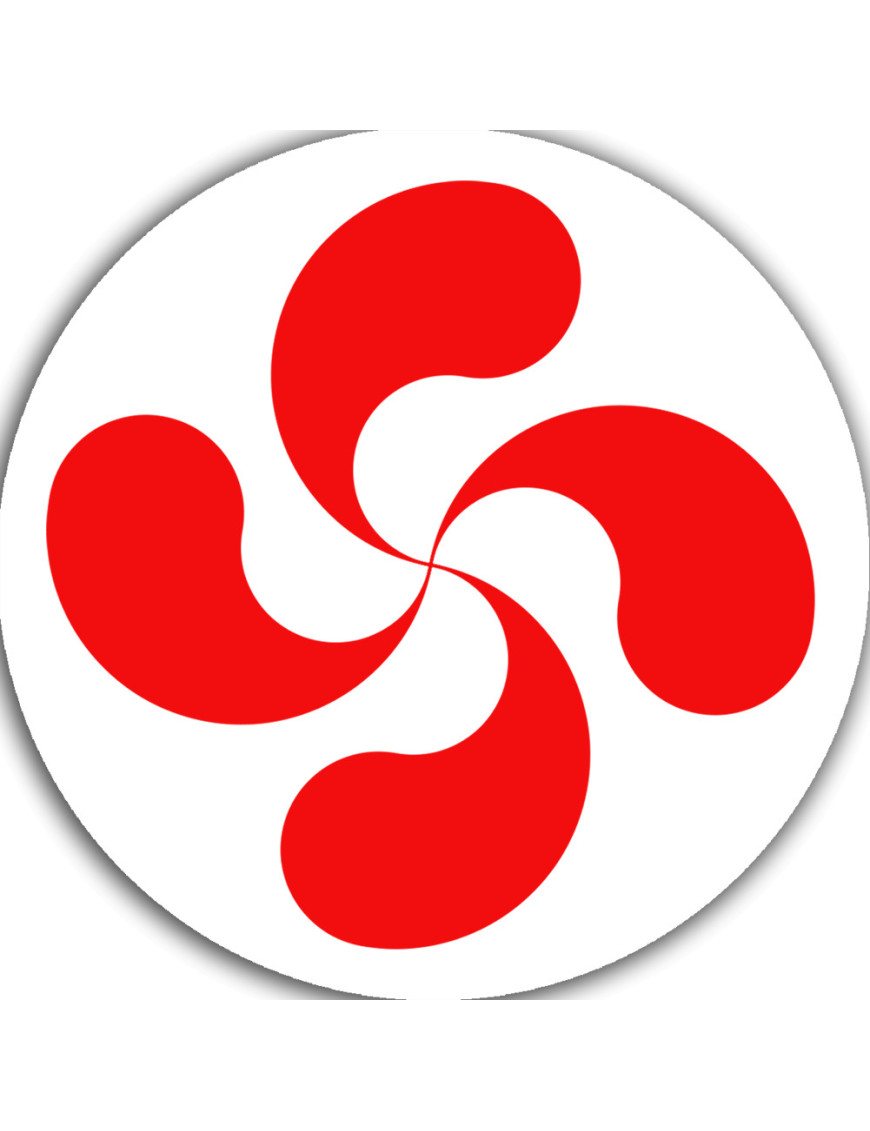 Croix Basque rouge fond blanc - 5cm - Sticker/autocollant