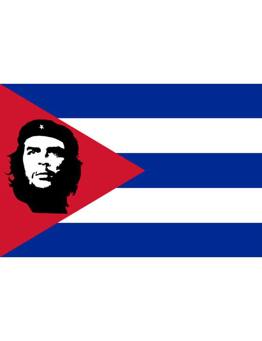Drapeau Cuba avec le Che - 15x10 cm - Sticker/autocollant