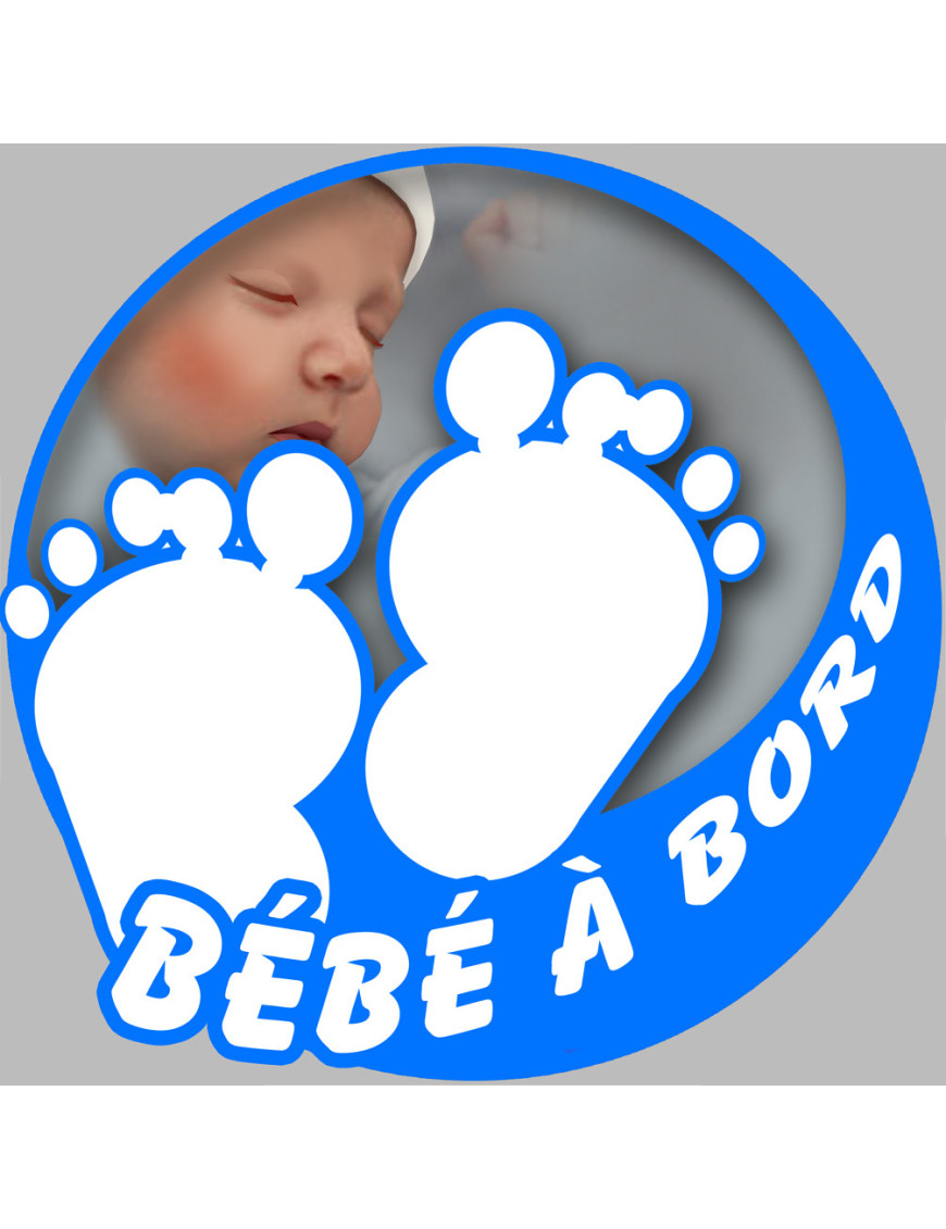 petons bébé à bord garçon - 10cm - Sticker/autocollant