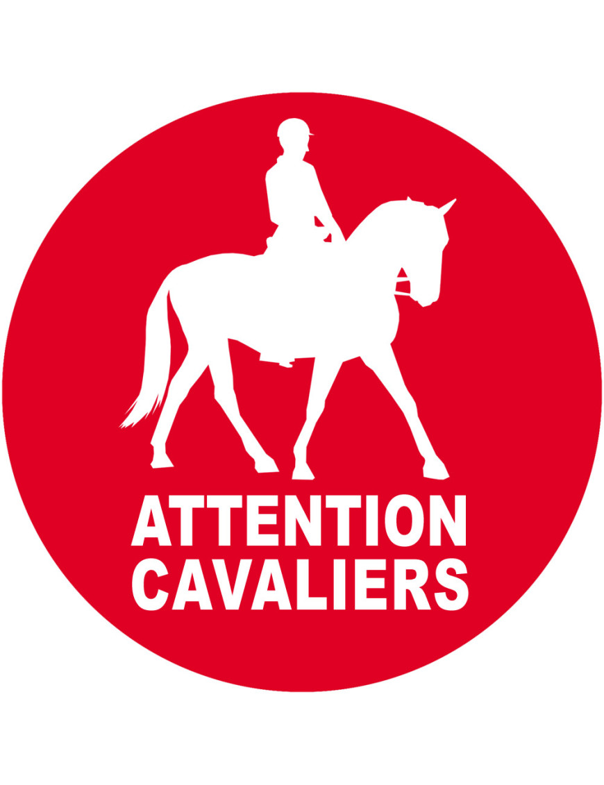 Attention Cavaliers - 10cm - Sticker/autocollant