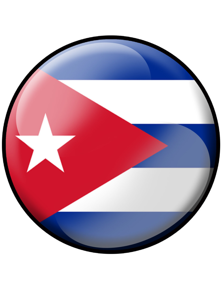 drapeau Cubain rond - 5cm - Sticker/autocollant