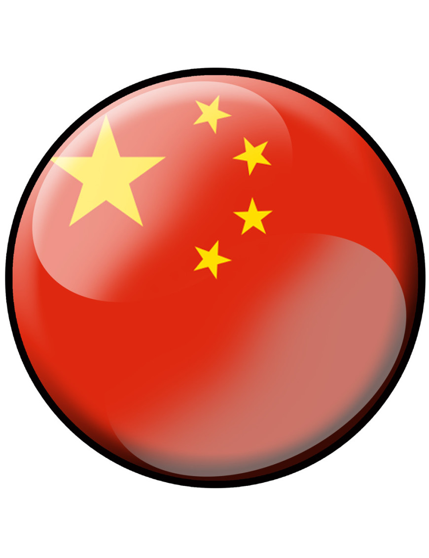 drapeau Chinois rond - 5cm - Sticker/autocollant