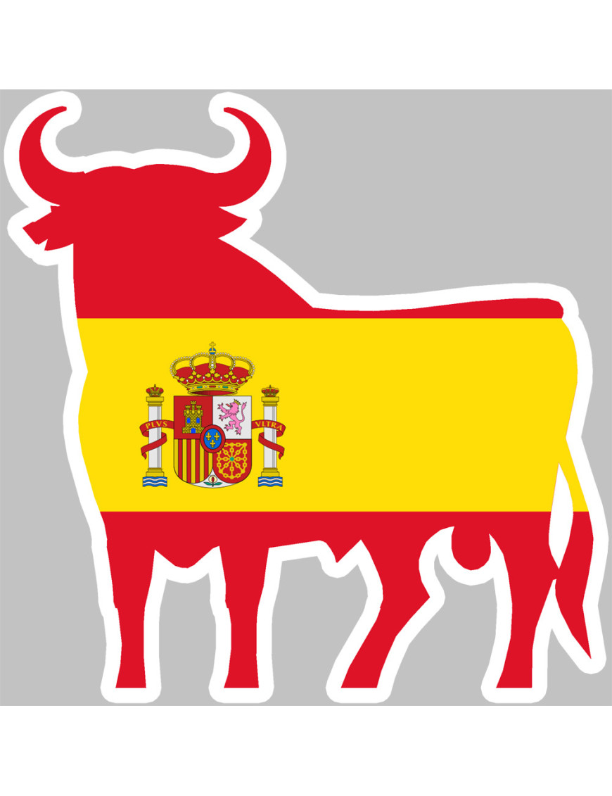 drapeau silhouette toro espagne - 10x10cm - Sticker/autocollant