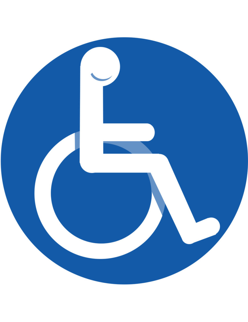 Sticker / autocollant : pictogramme accessibilité handicapé moteur rond ...