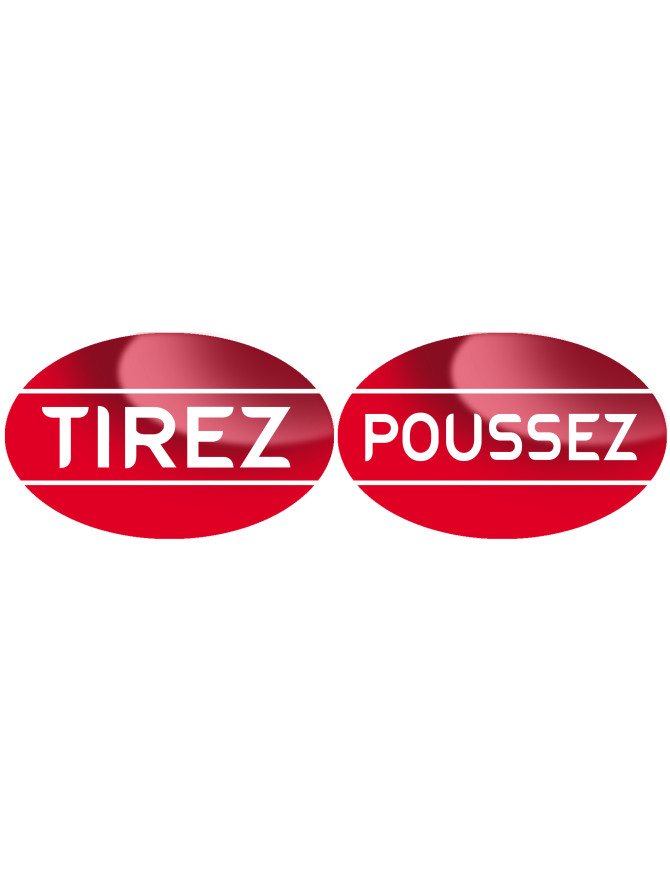 poussez tirez rouge (2 stickers de 8x5cm) - Sticker /autocollant