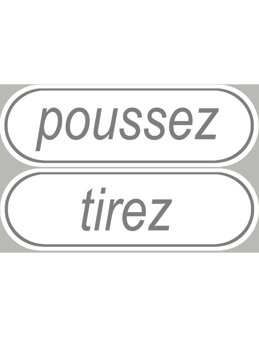 signalétique poussez tirez - 2 stickers de 29x9cm - Sticker/autocolla