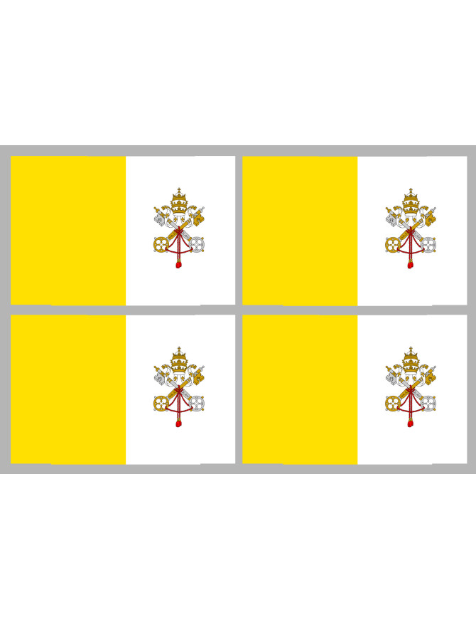 Drapeau Vatican - 4 stickers - 9.5 x 6.3 cm - Sticker/autocollant