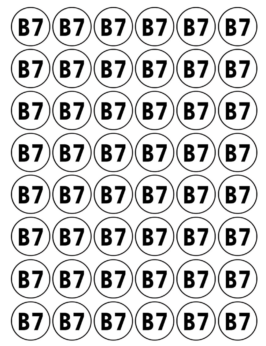 Série B7 - 48 stickers de 2.8cm - Sticker/autocollant