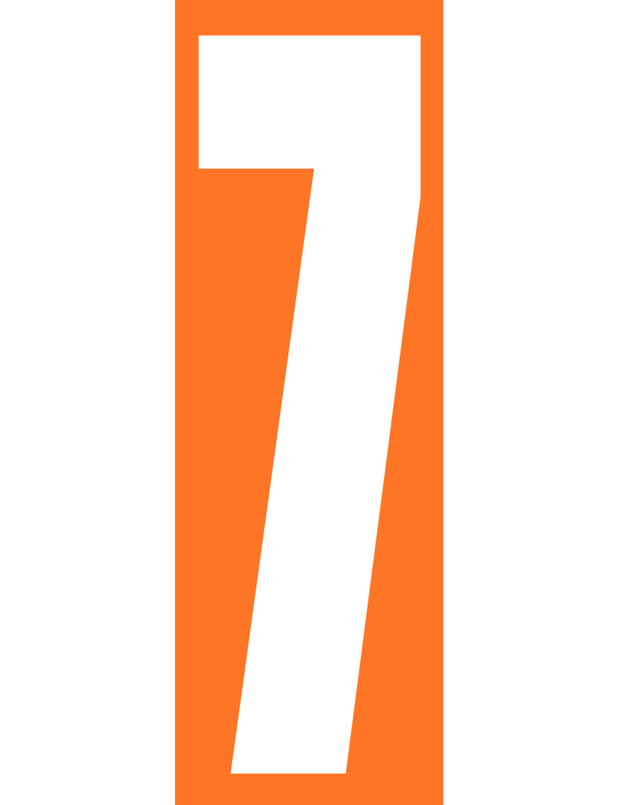 numéro orange 7 - 30x10cm - Sticker/autocollant