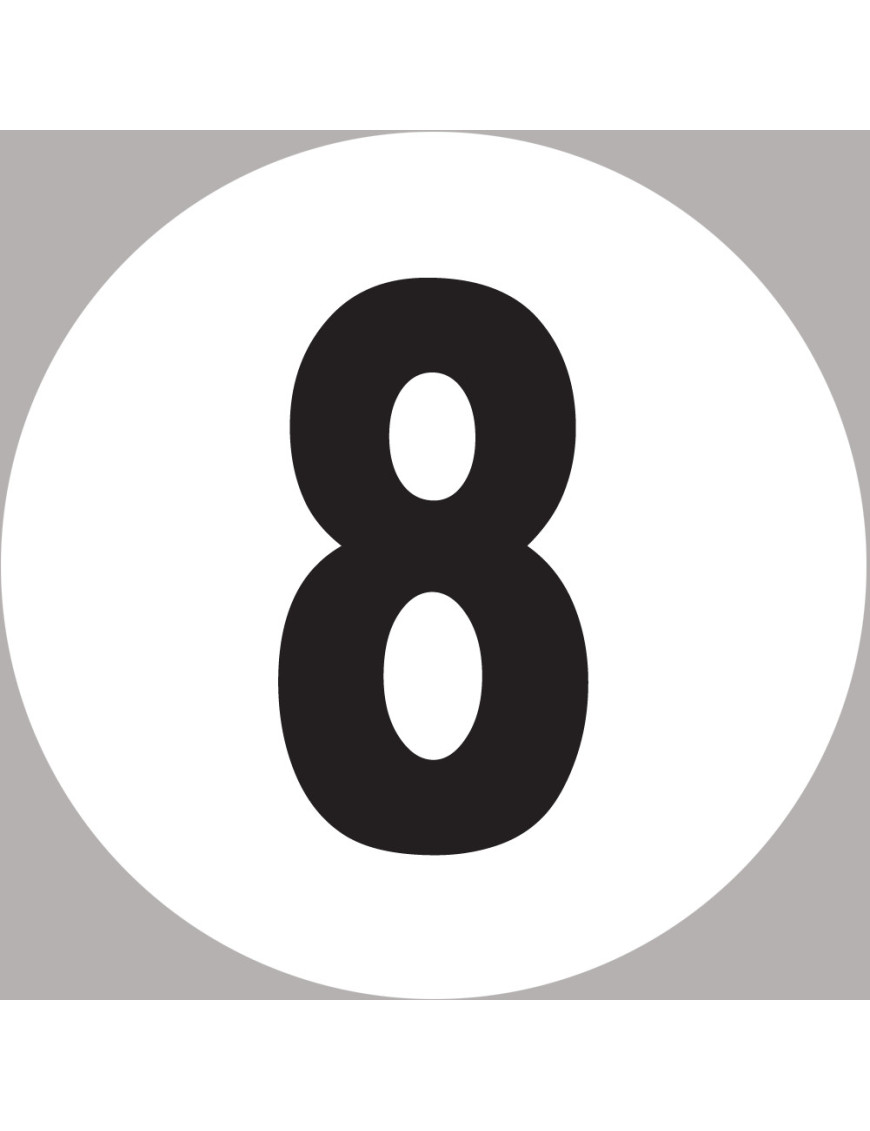 numéro 8 - 20x20cm - Sticker/autocollant