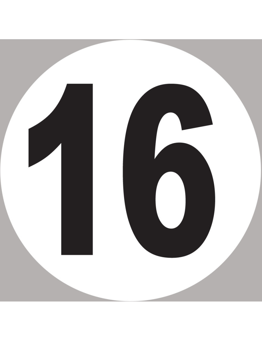 numéro 16 - 10x10cm - Sticker/autocollant