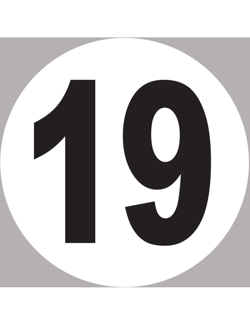 numéro 19 - 20x20cm - Sticker/autocollant