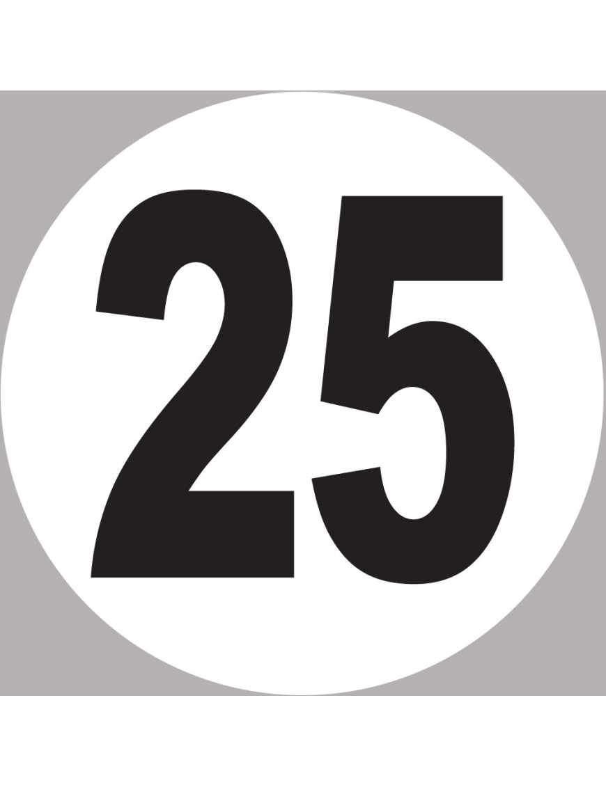 numéro 25 - 10x10cm - Sticker/autocollant
