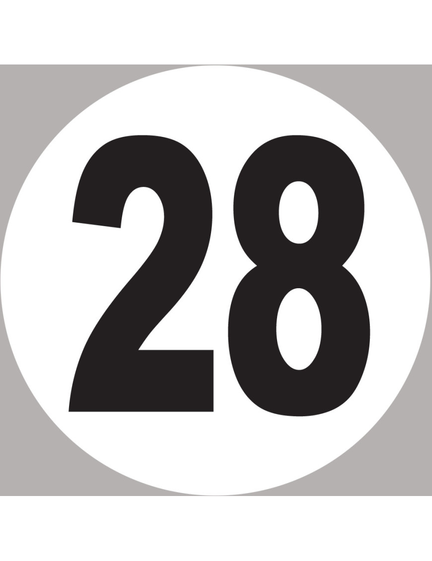 numéro 28 - 10x10cm - Sticker/autocollant