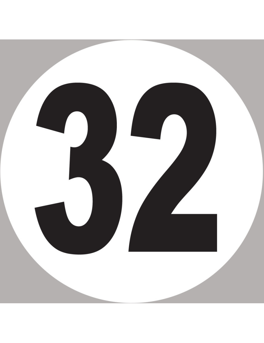 numéro 32 - 10x10cm - Sticker/autocollant