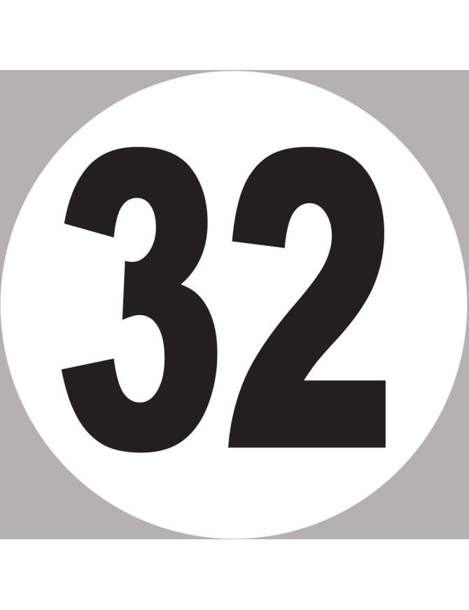 numéro 32 - 10x10cm - Sticker/autocollant