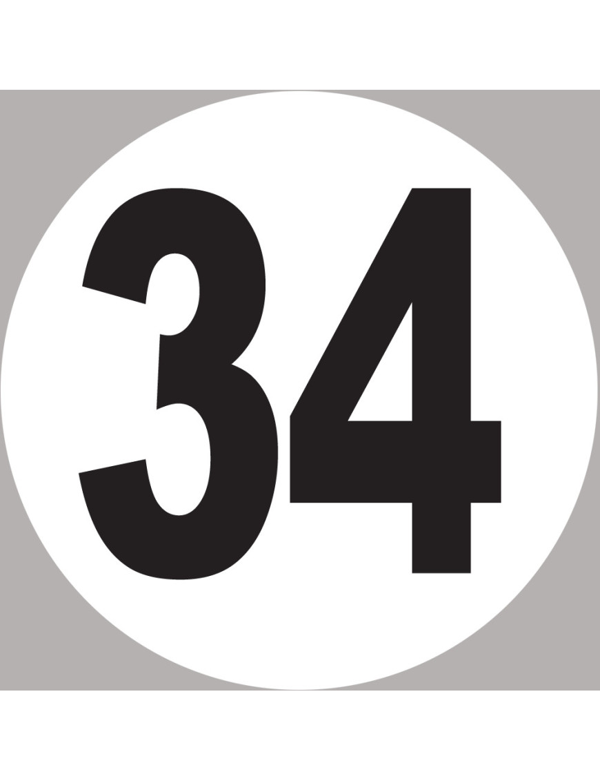 numéro 34 - 15x15cm - Sticker/autocollant