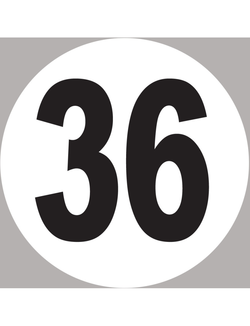 numéro 36 - 5x5cm - Sticker/autocollant