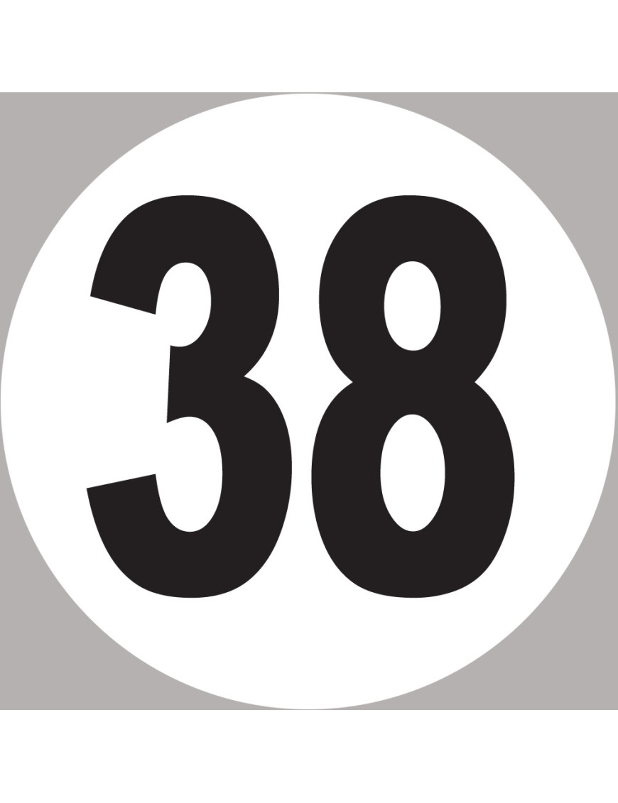 Sticker / autocollant : numéro 38 - 5x5cm