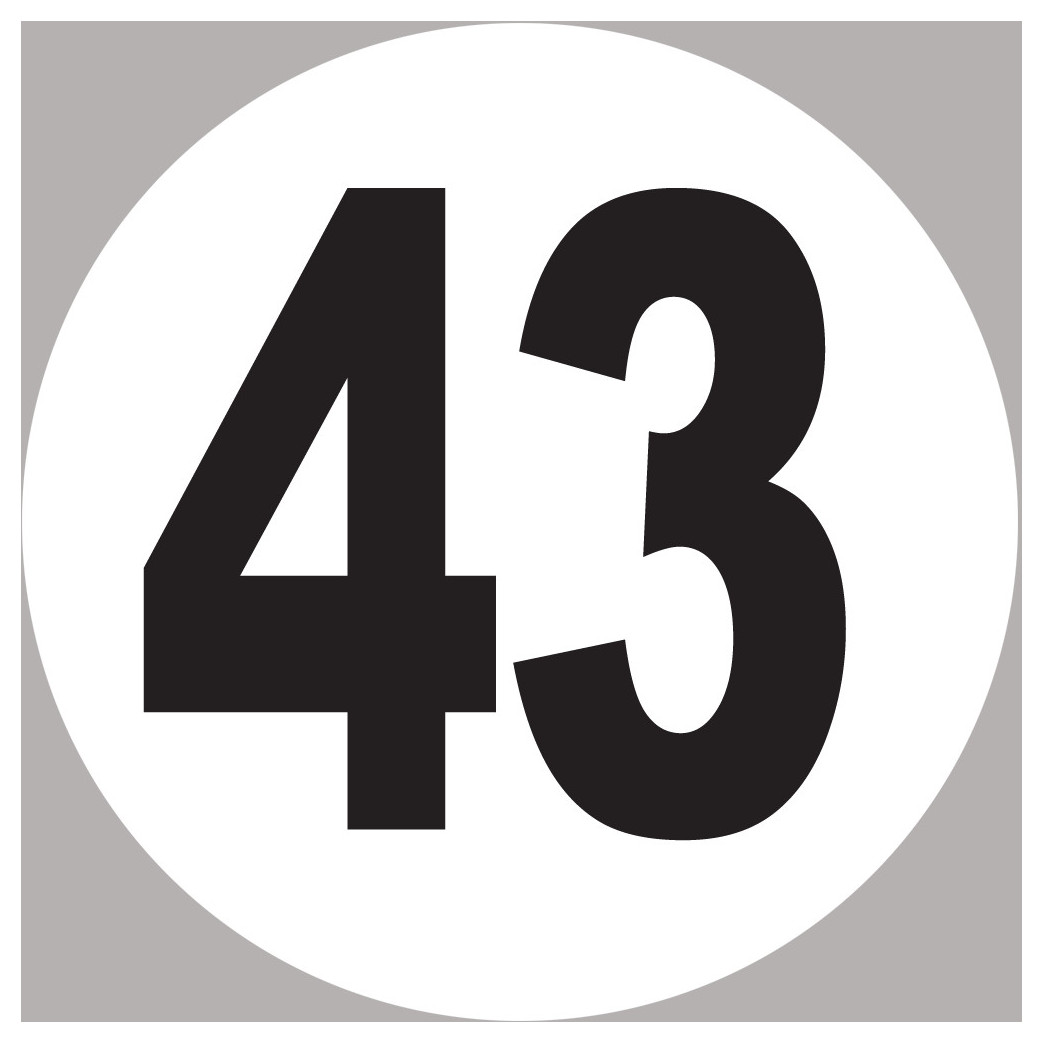 numéro 43 - 20x20cm - Sticker/autocollant