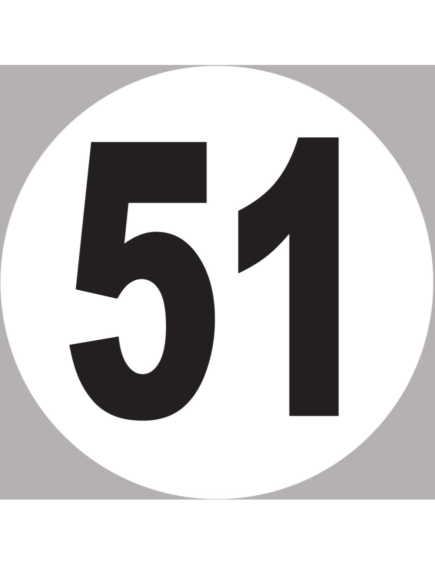 numéro 51 - 20x20cm - Sticker/autocollant