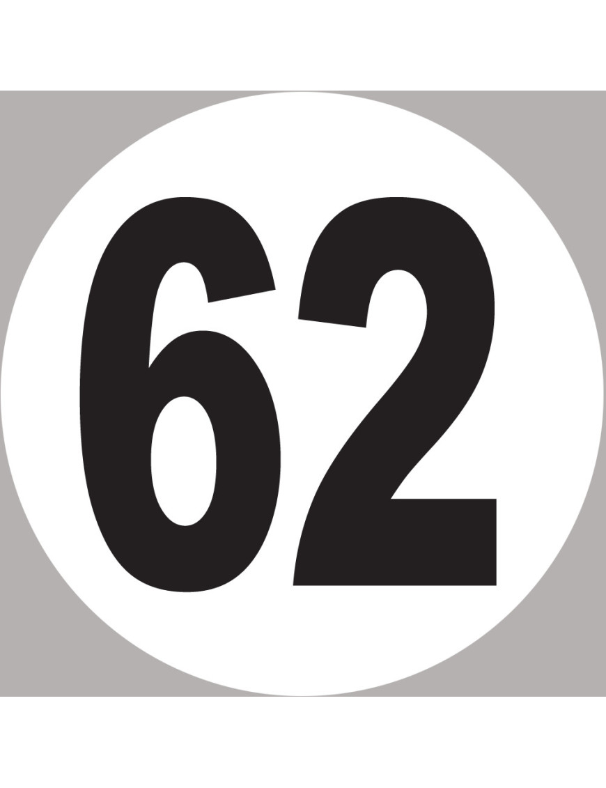 numéro 62 - 5x5cm - Sticker/autocollant