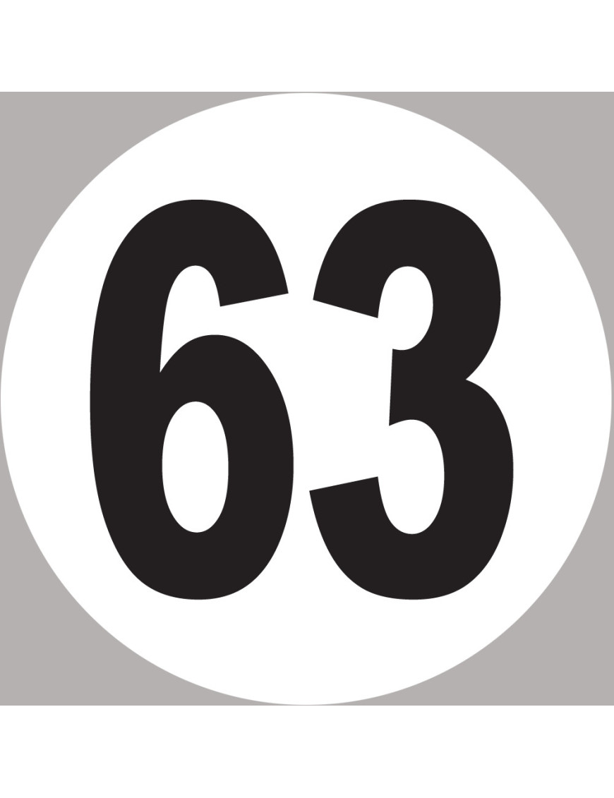 numéro 63 - 10x10cm - Sticker/autocollant