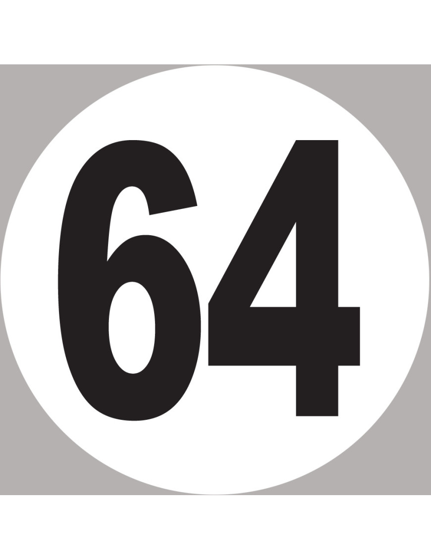 numéro 64 - 20x20cm - Sticker/autocollant