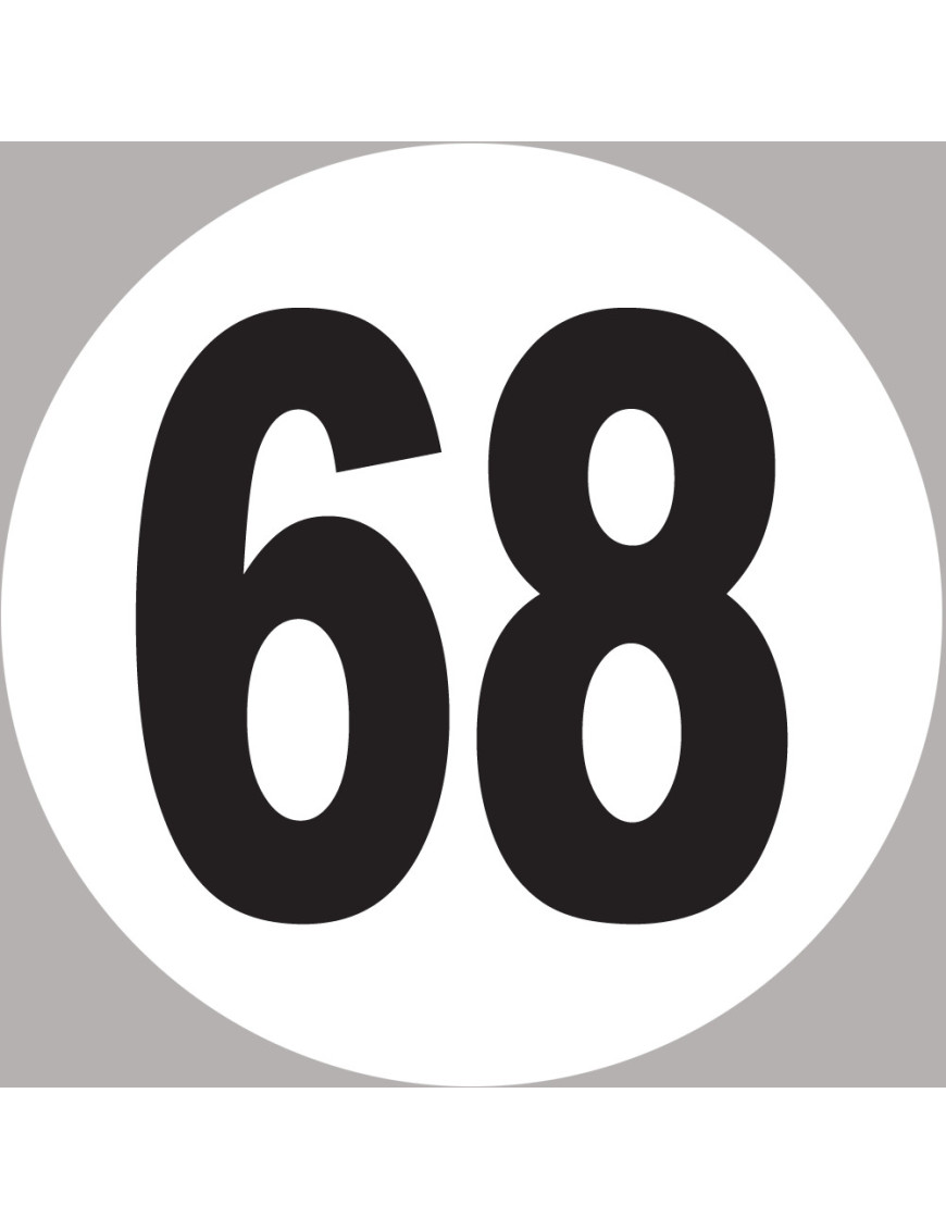 numéro 68 - 10x10cm - Sticker/autocollant