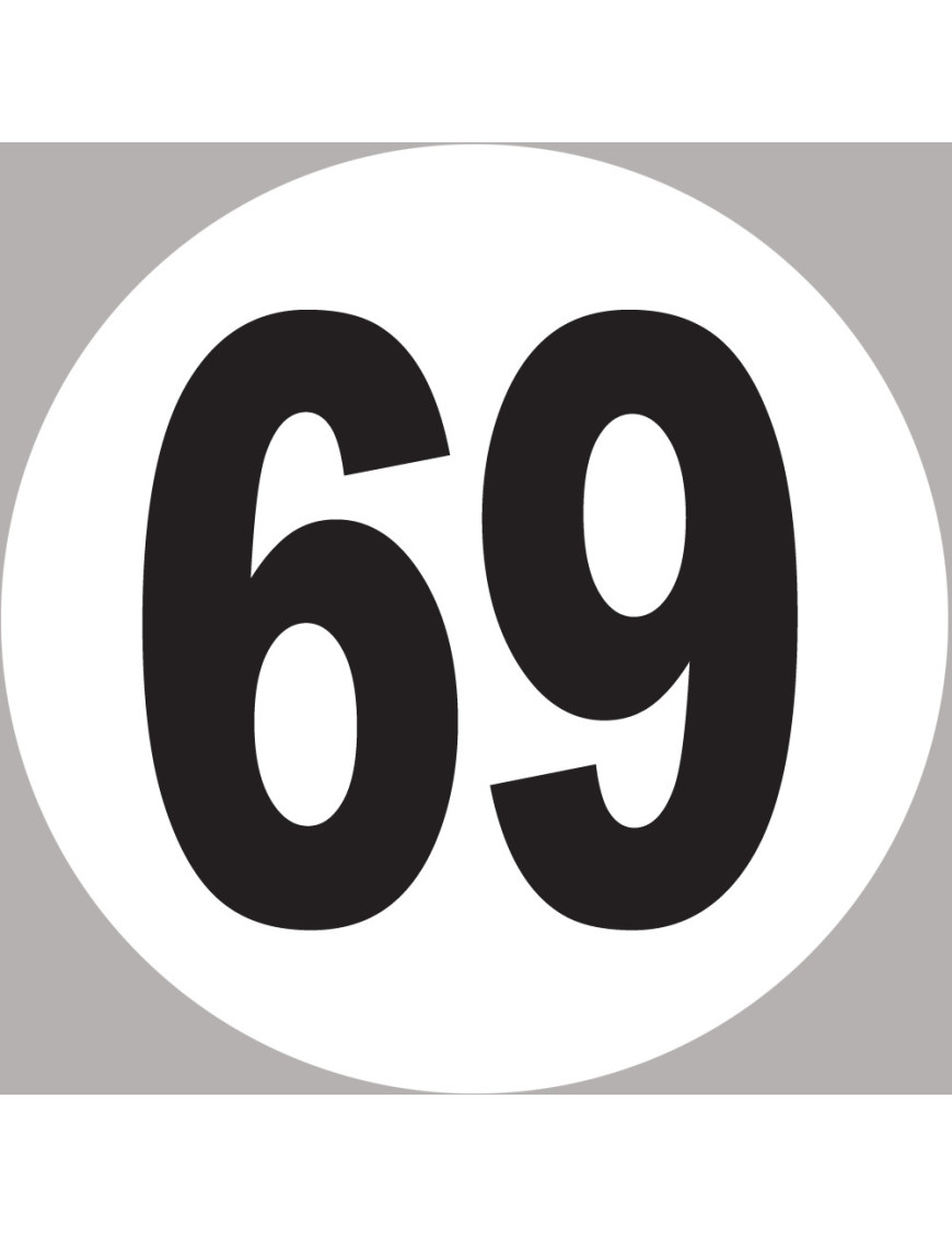 numéro 69 - 20x20cm - Sticker/autocollant