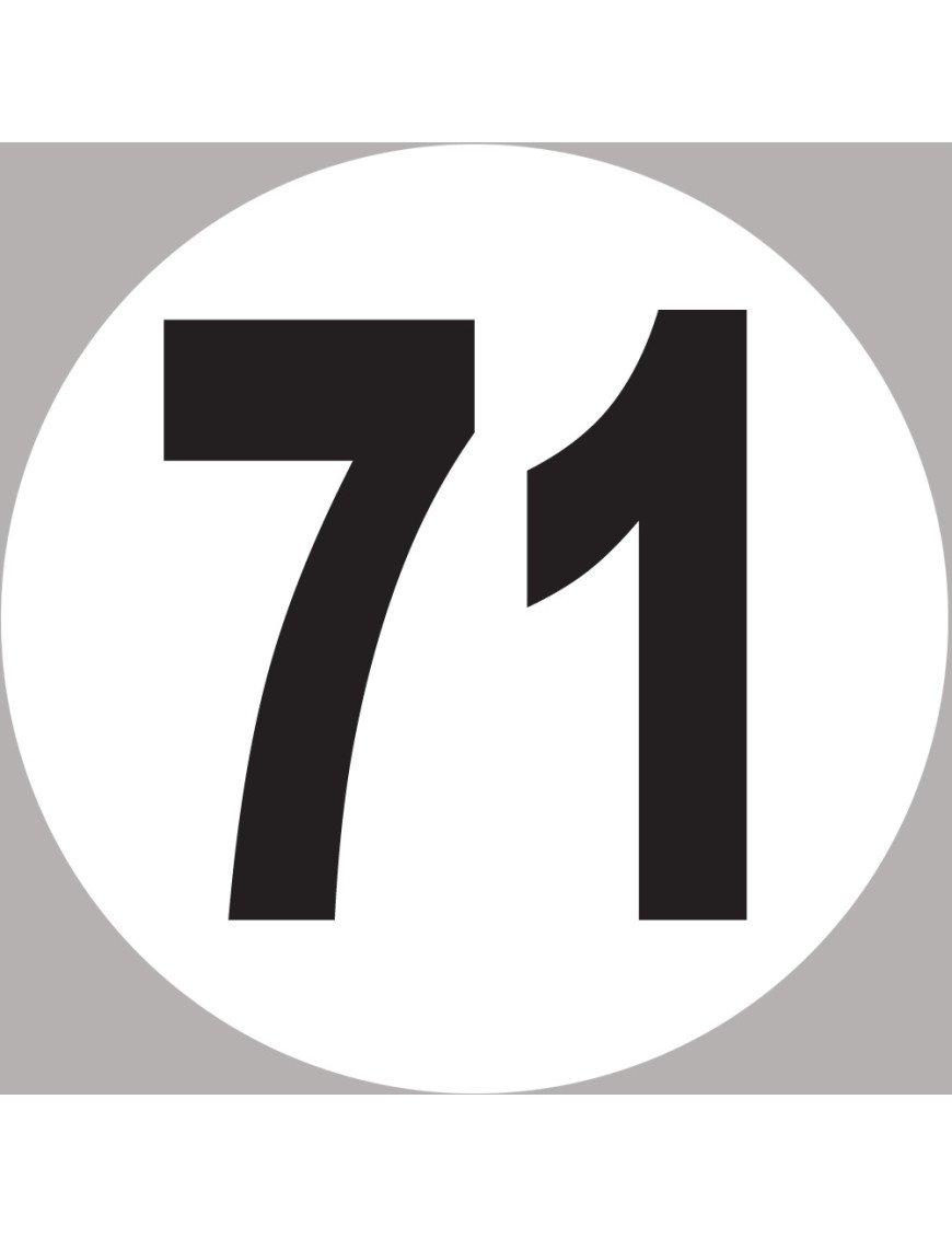 numéro 71 - 15x15cm - Sticker/autocollant