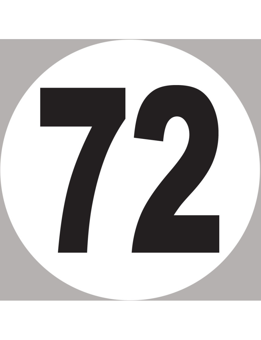 numéro 72 - 15x15cm - Sticker/autocollant