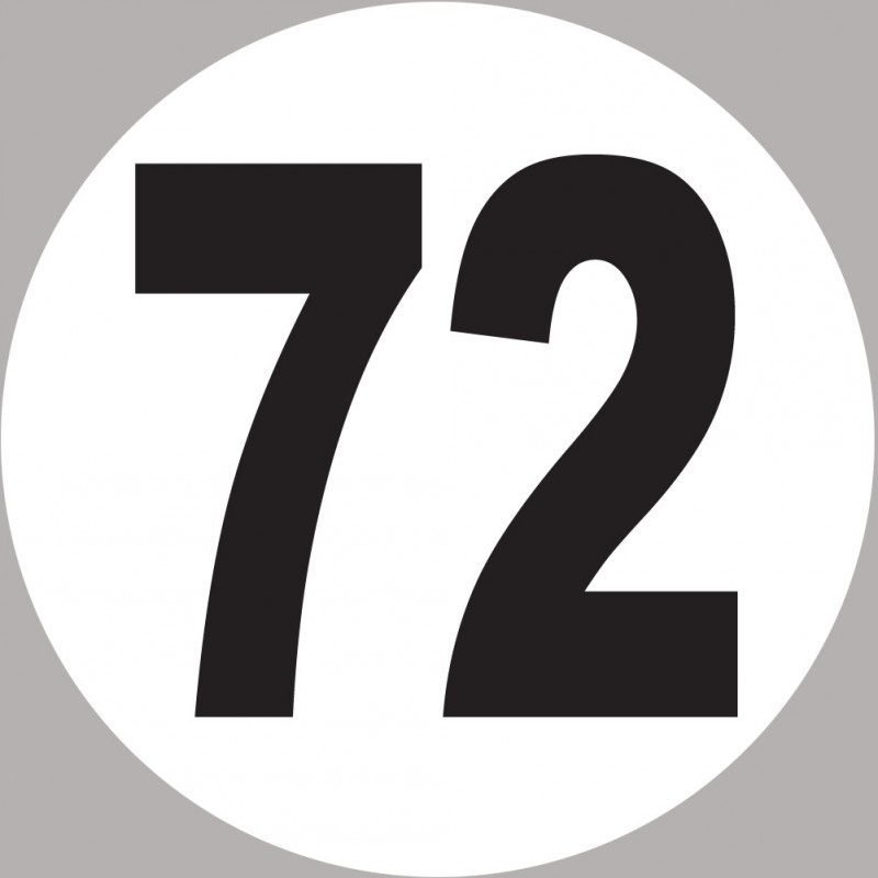 Sticker / autocollant : numéro 72 - 15x15cm