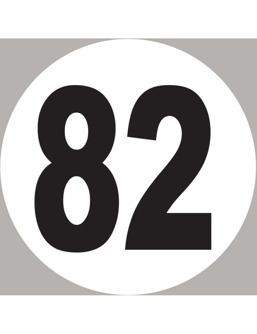 numéro 82 - 20x20cm - Sticker/autocollant