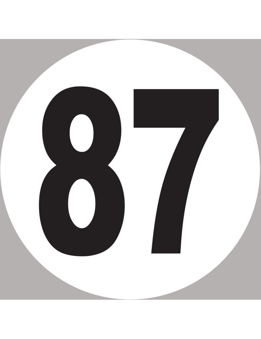 numéro 87 - 10x10cm - Sticker/autocollant