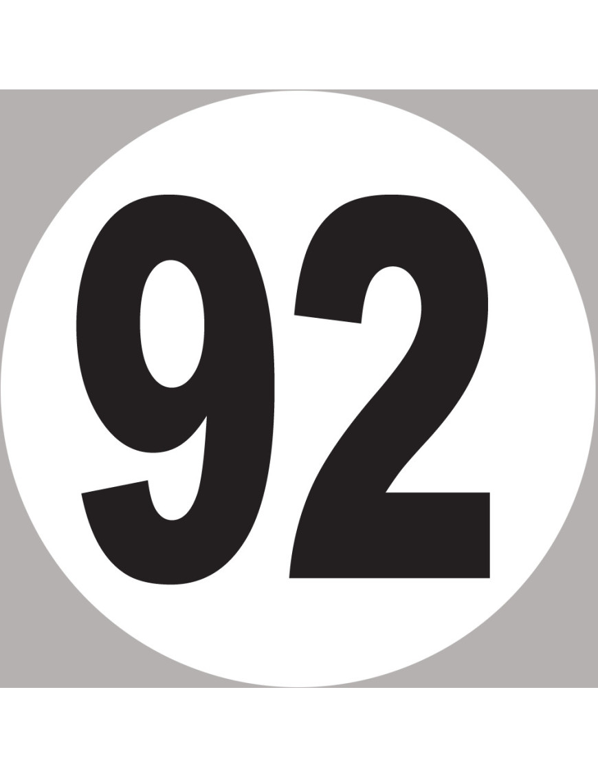 numéro 92 - 20x20cm - Sticker/autocollant