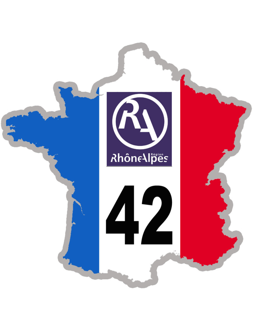 FRANCE 42 Rhône Alpes (5x5cm) - Sticker/autocollant