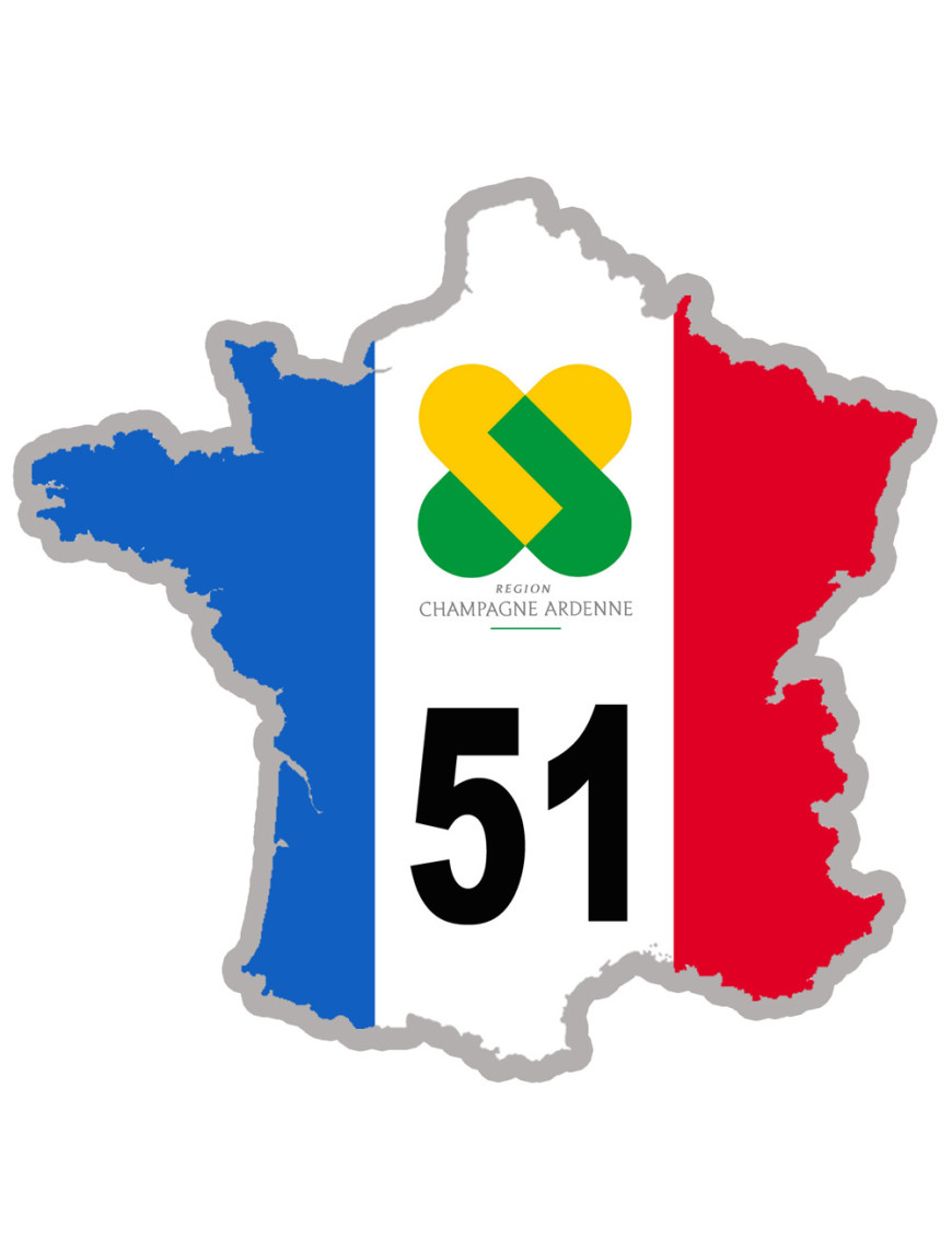 FRANCE 51 Champagne Ardenne (10x10cm) - Sticker/autocollant