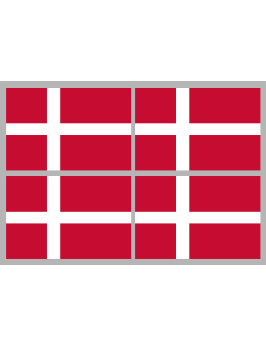 Drapeau Danemark (4 stickers 9.5x6.3cm) - Sticker/autocollant