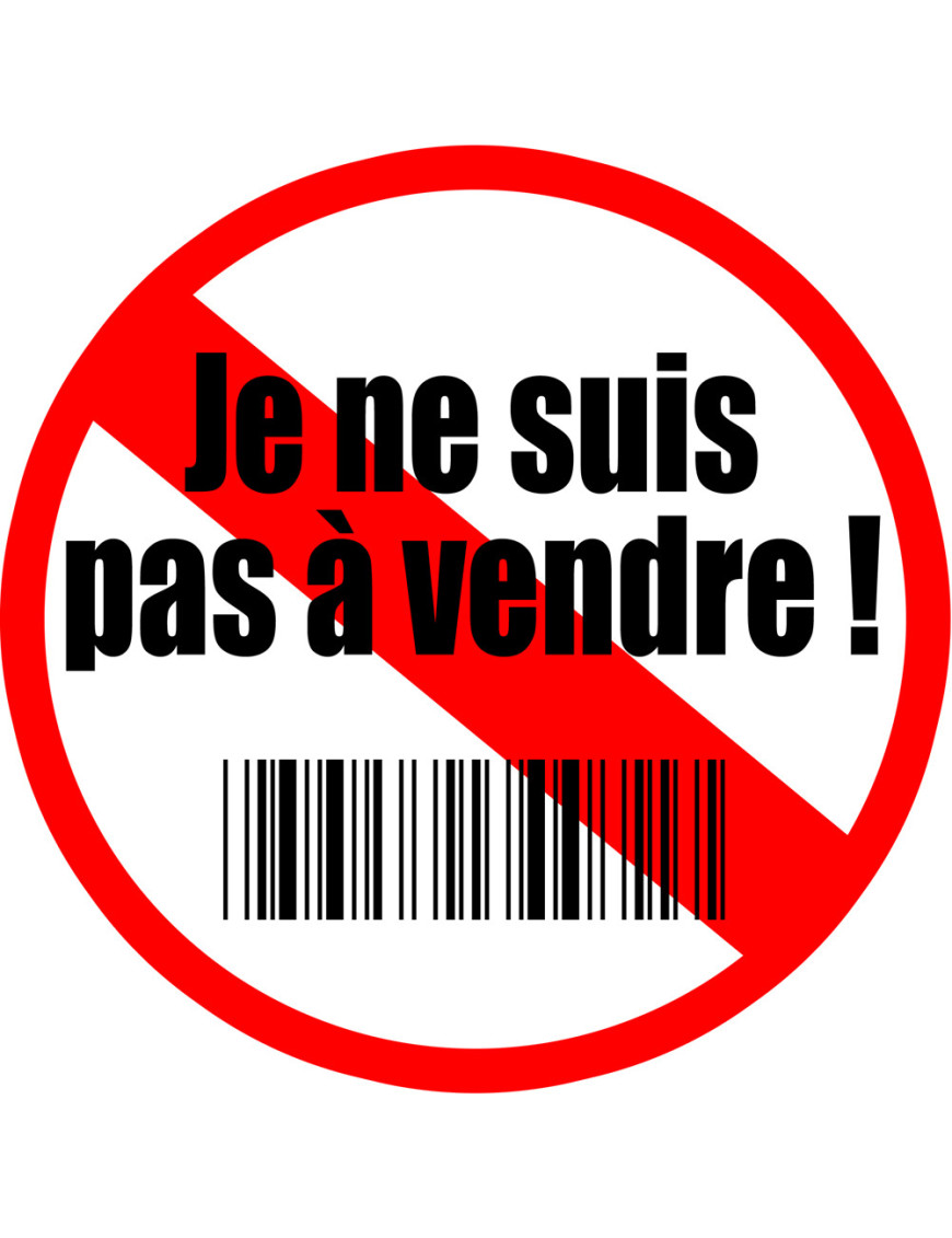 je ne suis pas à vendre (20x20cm) - Sticker/autocollant