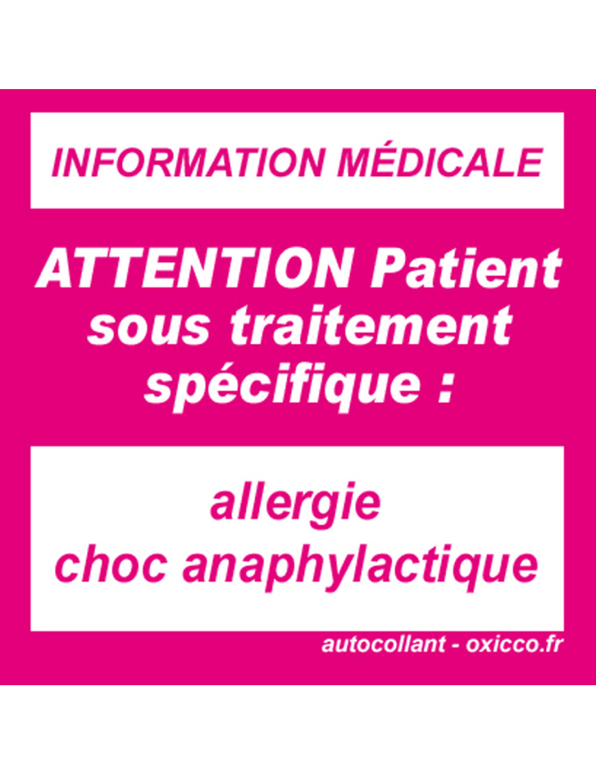 Allergie choc anaphylactique (5x5cm) - Sticker/autocollant